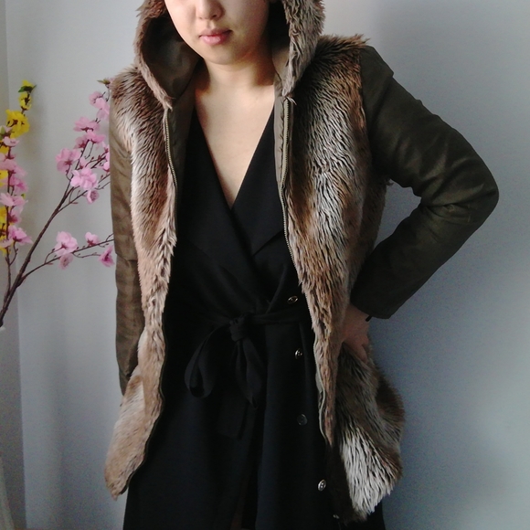 unbranded | Jackets & Coats | Fuzzy Army Green Coat | Poshmark